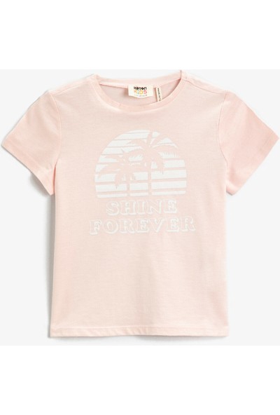 Koton Kız Çocuk Yaz Temalı Baskılı Kısa Kollu Tişört Pamuklu