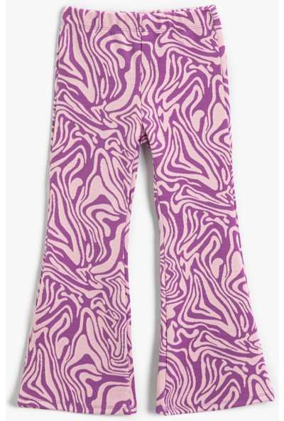 Koton Desenli Ispanyol Paça Pantolon Beli Lastikli Uzun