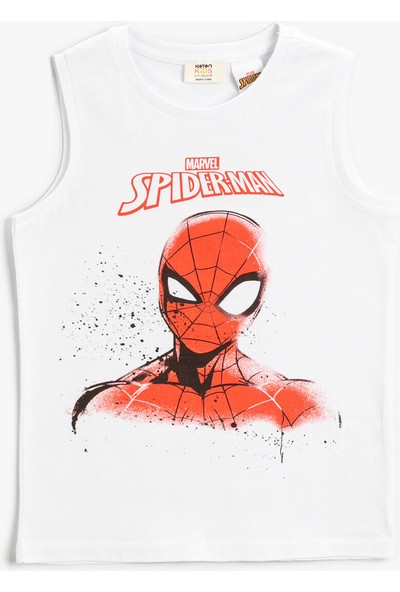 Koton Spider Man Baskılı Lisanslı Atlet Bisiklet Yaka Pamuklu