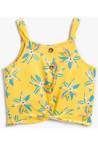 Koton Kız Çocuk Çiçekli Askılı Crop Bluz