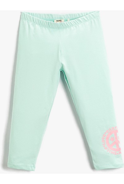 Koton Slogan Baskılı Kapri Tayt Pamuklu Koton Slogan Baskılı Kapri Tayt Pamuklu