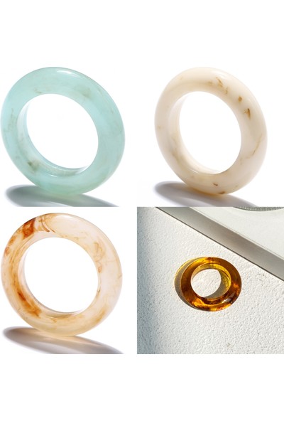 Aomu Retro Reçine Yüzük Seti -Çok Renkli (Yurt Dışından) Aomu Retro Reçine Yüzük Seti -Çok Renkli (Yurt Dışından)