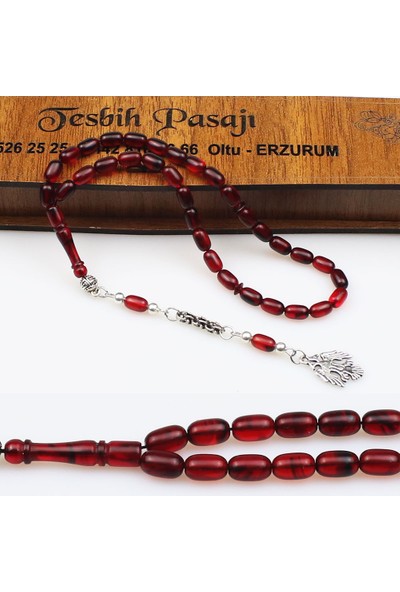 Bilek Boy Kırmızı Renk Ateş Kehribar Tesbih Bilek Boy Kırmızı Renk Ateş Kehribar Tesbih