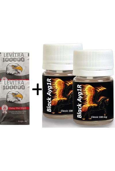 Levitra Mendil + Black AYG1R 100 Mg 5'li 2 Adet Sertlestırıci Gecıktırıcı Penıs Büyüt-Ücü Levitra Mendil + Black AYG1R 100 Mg 5'li 2 Adet Sertlestırıci Gecıktırıcı Penıs Büyüt-Ücü