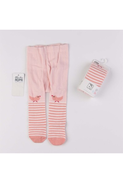 Bibaby Pembe Kuş Desenli Külotlu Çorap