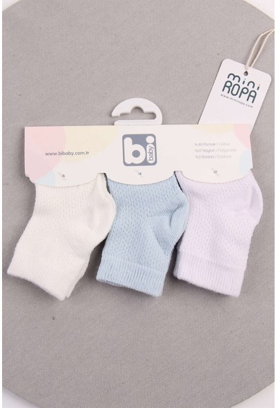 Bibaby Mavi Beyaz Ekru 3'lü Pirinç Örgülü Erkek Bebek Çorabı Bibaby Mavi Beyaz Ekru 3'lü Pirinç Örgülü Erkek Bebek Çorabı