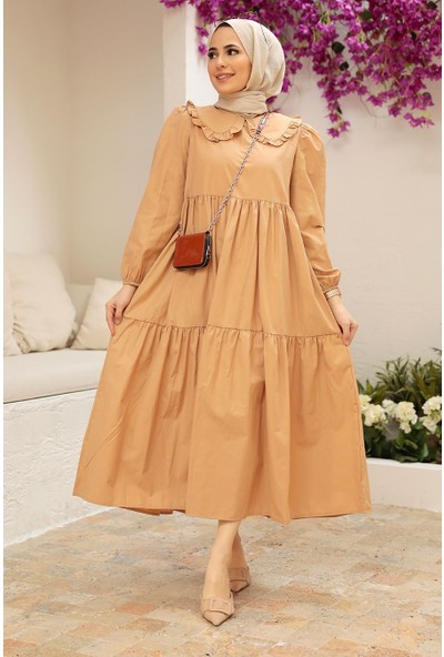 Neva Style - Bebe Yaka Bisküvi Tesettür Elbise 50081BS Neva Style - Bebe Yaka Bisküvi Tesettür Elbise 50081BS