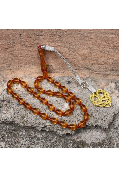 Kazaz Püsküllü Turuncu Kehribar Tesbih