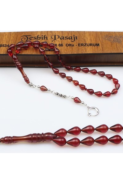 Damla Kesim Kırmızı Renk Sıkma Ateş Kehribar Tesbih Damla Kesim Kırmızı Renk Sıkma Ateş Kehribar Tesbih