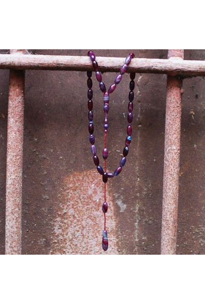 Hareli Mor Sıkma Kehribar Tesbih