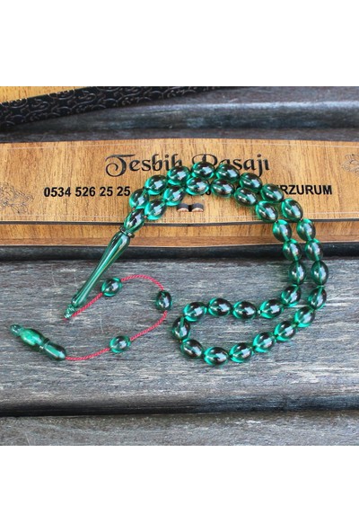 Yeşil Beyzi Kesim Ateş Kehribar Tesbih