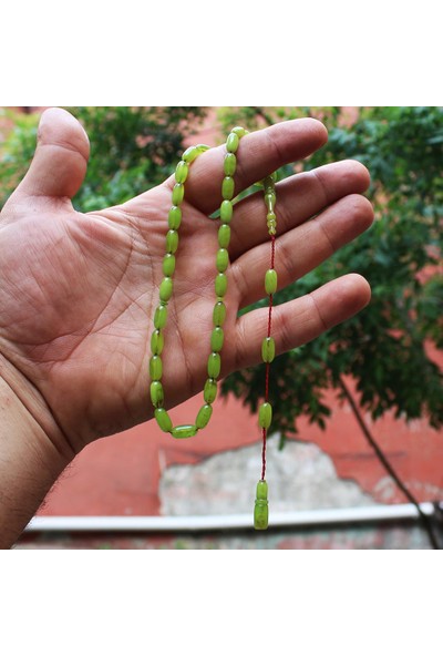Özel Üretim Yeşil Sıkma Kehribar Tesbih