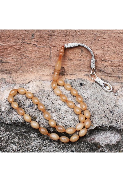 Krem Renkli Ateş Kehribar Tesbih