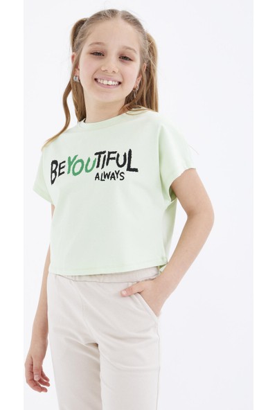 Tommy Life Açık Yeşil Oversize Yazı Baskılı O Yaka Kız Çocuk Crop T-Shirt - 75035 Tommy Life Açık Yeşil Oversize Yazı Baskılı O Yaka Kız Çocuk Crop T-Shirt - 75035