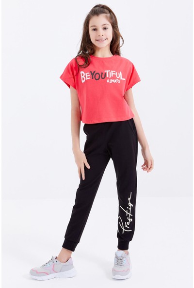 Tommy Life Siyah Yazı Nakışlı Bağcıklı Standart Kalıp Manşetli Kız Çocuk Eşofman Alt - 75048 Tommy Life Siyah Yazı Nakışlı Bağcıklı Standart Kalıp Manşetli Kız Çocuk Eşofman Alt - 75048
