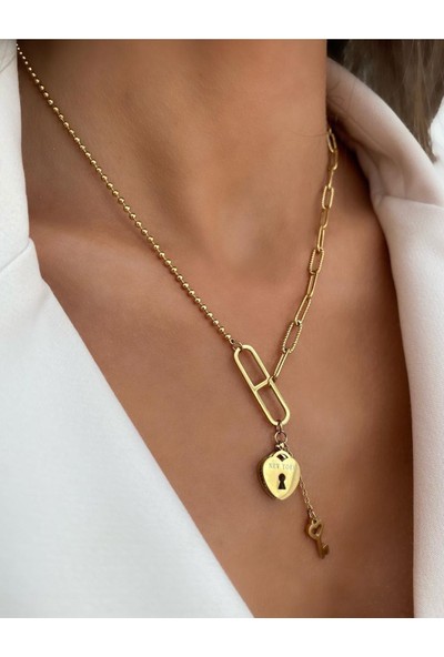 Hatcos Accessories Çelik Kararmaz Kilit Kolye