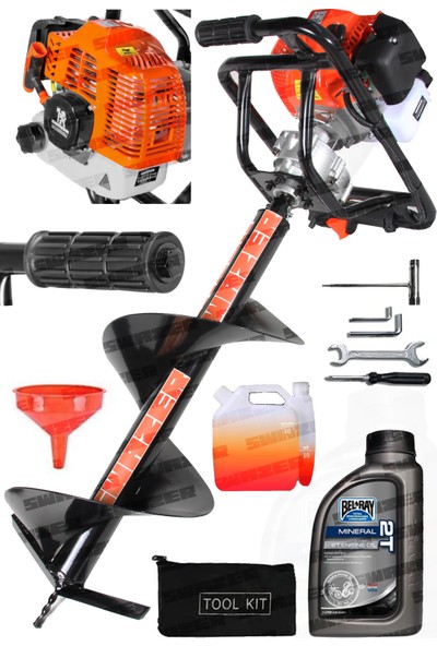 Swazer Ea520 Benzinli Toprak Burgu Makinesi + 30cm Delme Ucu Swazer Ea520 Benzinli Toprak Burgu Makinesi + 30cm Delme Ucu