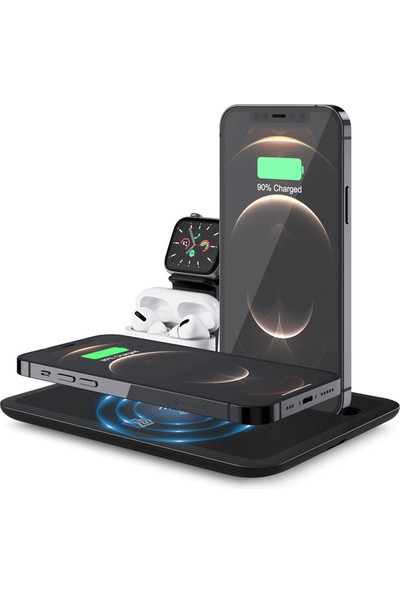 ally mobile Ally 4 In1 15W Kablosuz Hızlı Şarj Standı Iphone+Iwatch+Airpods Pro Wireless