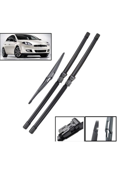 Fiat Bravo Ön + Arka Cam Muz Silecek Takımı 2007--2013 Fiat Bravo Ön + Arka Cam Muz Silecek Takımı 2007--2013