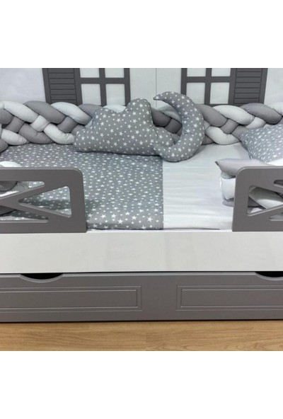 İlknur Bebe Jupiter 4'lü Örgülü Montessori Bebek Çocuk Karyolası Için Uyku Seti 90X190 Gri Yıldızlı İlknur Bebe Jupiter 4'lü Örgülü Montessori Bebek Çocuk Karyolası Için Uyku Seti 90X190 Gri Yıldızlı