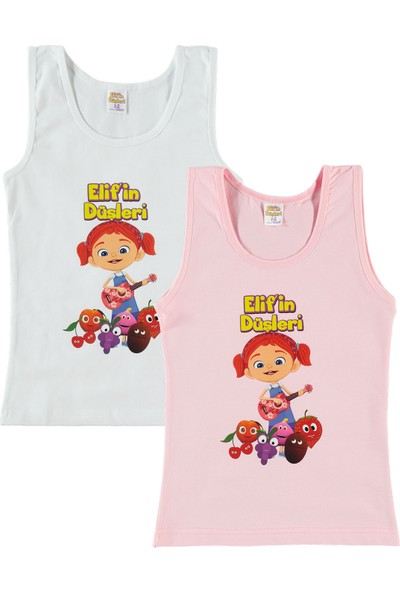 Elifin Düşleri Kız Çocuk 2'li Atlet Set 1-11 Yaş Pembe