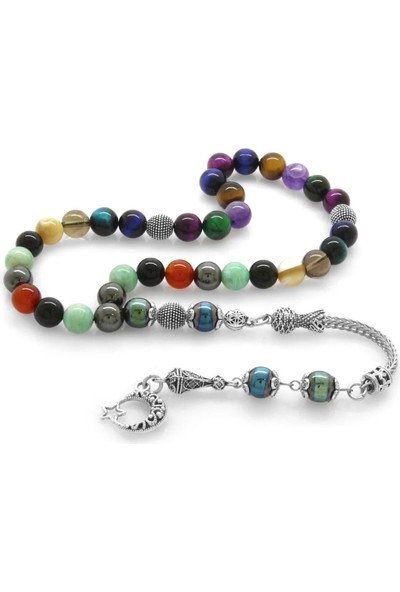 Pigado Kararmaz Metal Püsküllü Çoklu Doğaltaş Kombinli Başarı Tesbihi