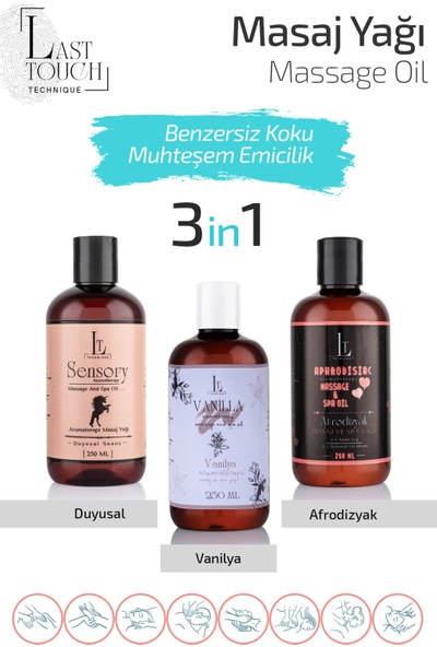 Last Touch Masaj Yağı Aromaterapi 3'Lü Seri Duyusal-Vanilya-Afrodizyak Last Touch Masaj Yağı Aromaterapi 3'Lü Seri Duyusal-Vanilya-Afrodizyak