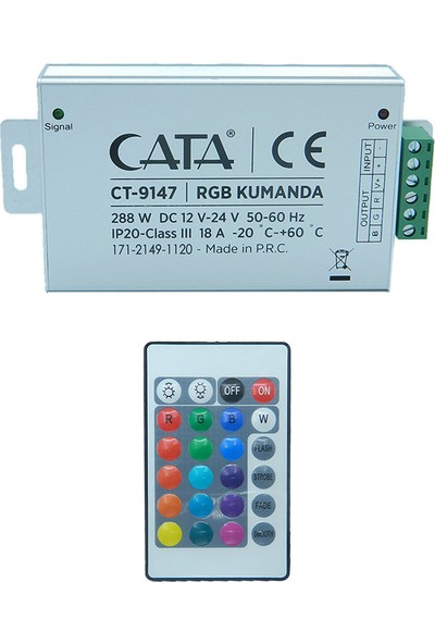 Cata Rgb Şerit Led Için Modül Ve Uzaktan Kumanda Rgb Renk Kontrolcüsü Ct-9147 Cata Rgb Şerit Led Için Modül Ve Uzaktan Kumanda Rgb Renk Kontrolcüsü Ct-9147