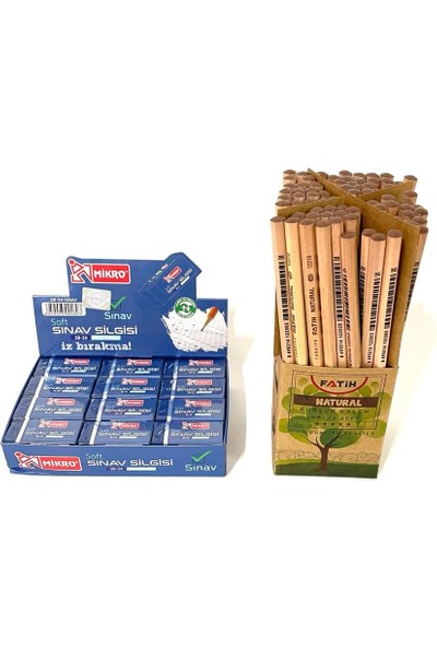 Mikro 24'lü Sınav Silgisi + Fatih Natural Mercanlı Kurşun Kalem 72'li Mikro 24'lü Sınav Silgisi + Fatih Natural Mercanlı Kurşun Kalem 72'li