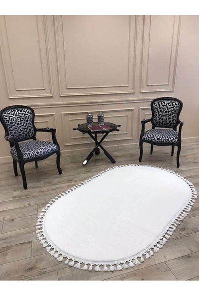 Benzahome Anti Slip Taban Beyaz Oval Puffy Benzahome Anti Slip Taban Beyaz Oval Puffy