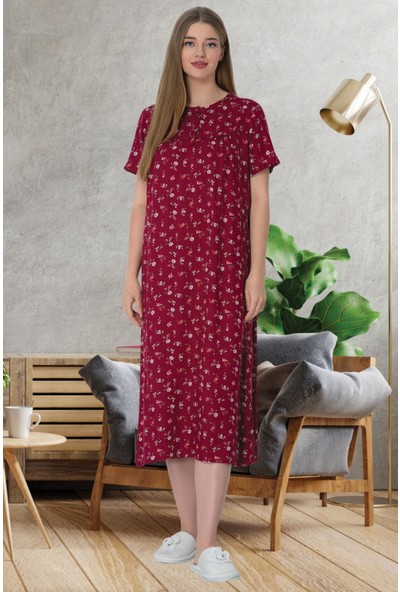 Mecit Pijama Mecit 5655 Kırmızı Büyük Beden Elbise