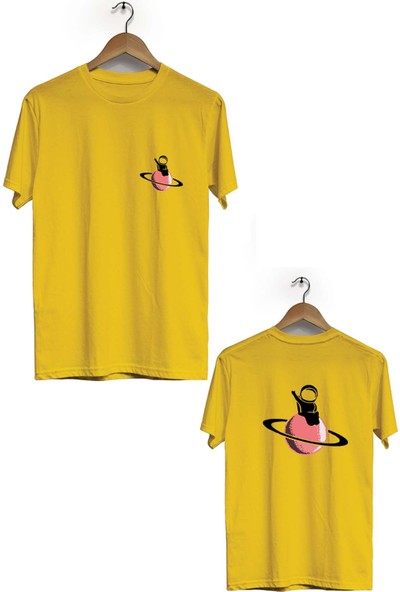 Hero Tasarım Saturn Ön Arka Baskılı Kısa Kol Tişört BLL1935 Sarı L Hero Tasarım Saturn Ön Arka Baskılı Kısa Kol Tişört BLL1935 Sarı L