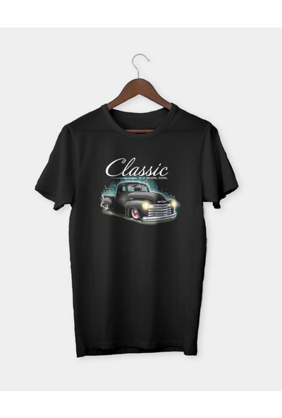 Klasik Araba Baskılı Unisex T-Shirt Tişört
