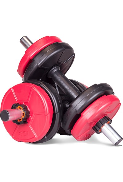 ECG Ecgspor 16 kg Dambıl Seti Kırmızı-Siyah 6 In 1 Fitness Set