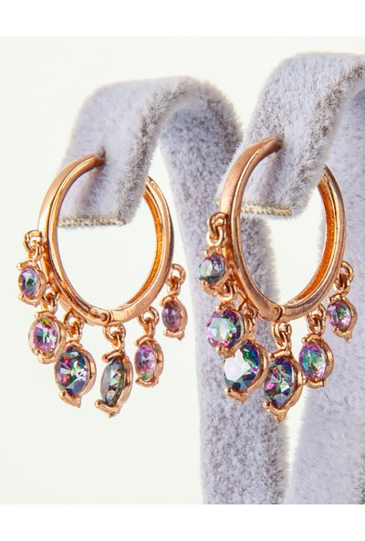 Gülüş Gümüş Mistik Topaz Taşlı Shakira Küpe Rose Kaplama Gülüş Gümüş Mistik Topaz Taşlı Shakira Küpe Rose Kaplama