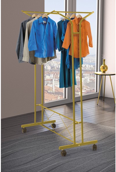 Retodesign V Konfeksiyon Ayaklı Tekerlekli Askı Gold