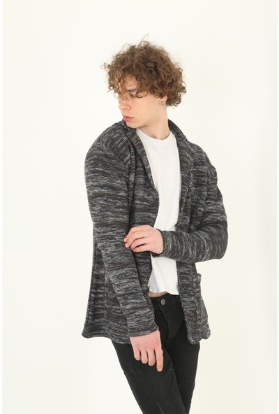 Elm Wear Düğme Detaylı Polo Yaka Triko Ceket - Lacivert