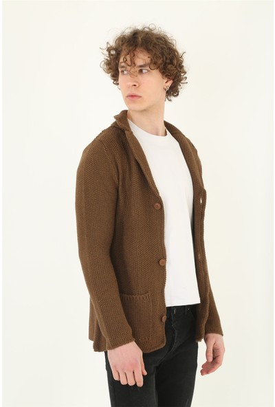 Elm Wear Düğme Detaylı Triko Ceket - Kahverengi Elm Wear Düğme Detaylı Triko Ceket - Kahverengi