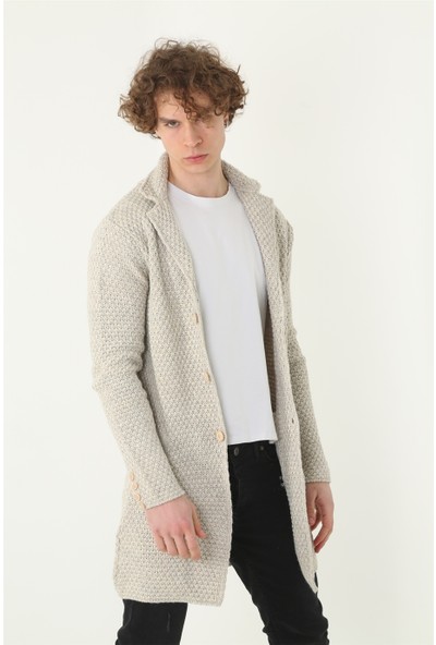 Elm Wear Cep Detaylı Uzun Hırka - Bej