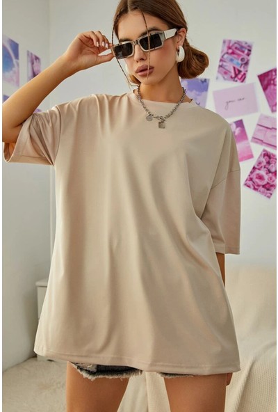 Oversize Unisex Baskısız T-Shirt