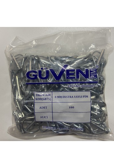 8 mm Güven Yaylı Pim (100 Adet)