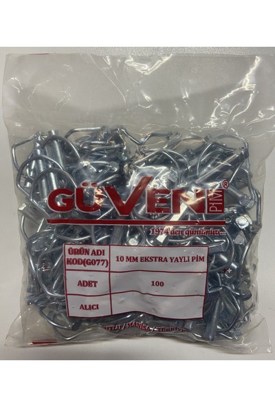 10 mm Güven Yaylı Pim (100 Adet)