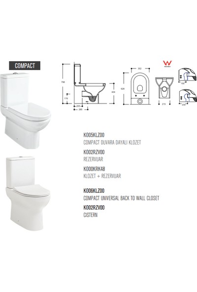 Güral Vit Compact Duvara Sıfır Klozet + Yavaş Kapanan Kapak + Iç Takım Güral Vit Compact Duvara Sıfır Klozet + Yavaş Kapanan Kapak + Iç Takım
