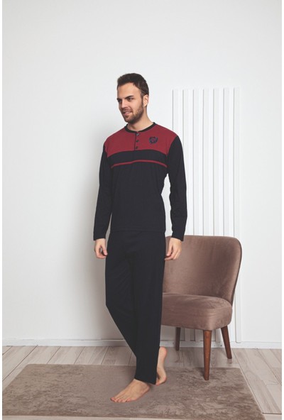 Kmkkombin Erkek Lacivert-Bordo Uzunkol Pijama Takımı Kmkkombin Erkek Lacivert-Bordo Uzunkol Pijama Takımı