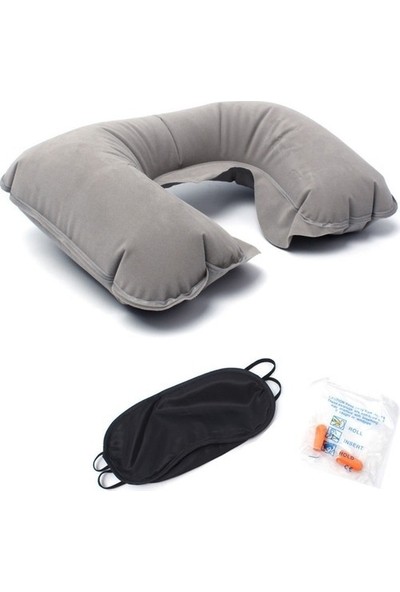 Palay Home Üçlü Seyahat Seti Kulak Tıkacı Uyku Maskesi Şişme Yastık