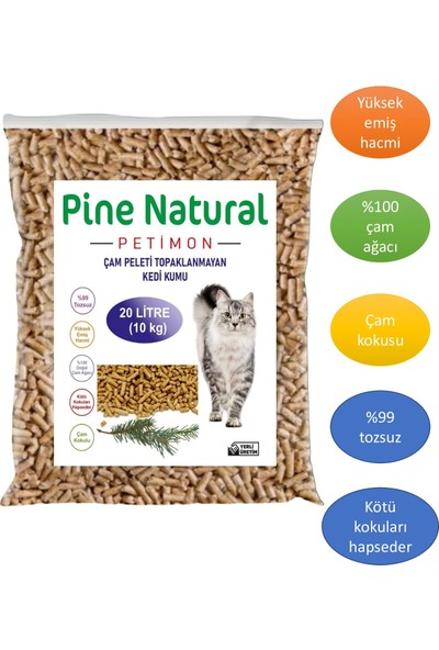 Pine Natural Çam Peleti Kedi Kumu 20LT (Çanta Hediyeli)