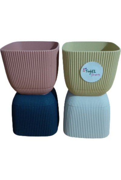 Tuğel Flowers 4 Adet Karışık Renkli Plastik Mercan Kare Saksı No:1 (Mini Boy-0.27 Litre) Tuğel Flowers 4 Adet Karışık Renkli Plastik Mercan Kare Saksı No:1 (Mini Boy-0.27 Litre)