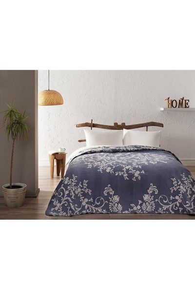 Taç Çift Kişilik Pamuklu Battaniye - Anissa - Mavi