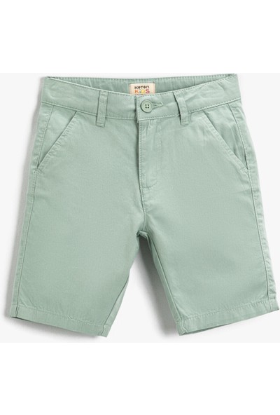 Koton Basic Şort Diz Üstü Cepli Pamuklu