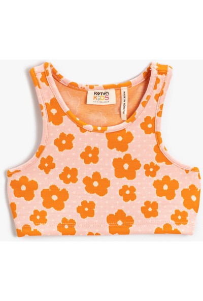 Koton Çiçek Baskılı Halter Yaka Crop Atlet